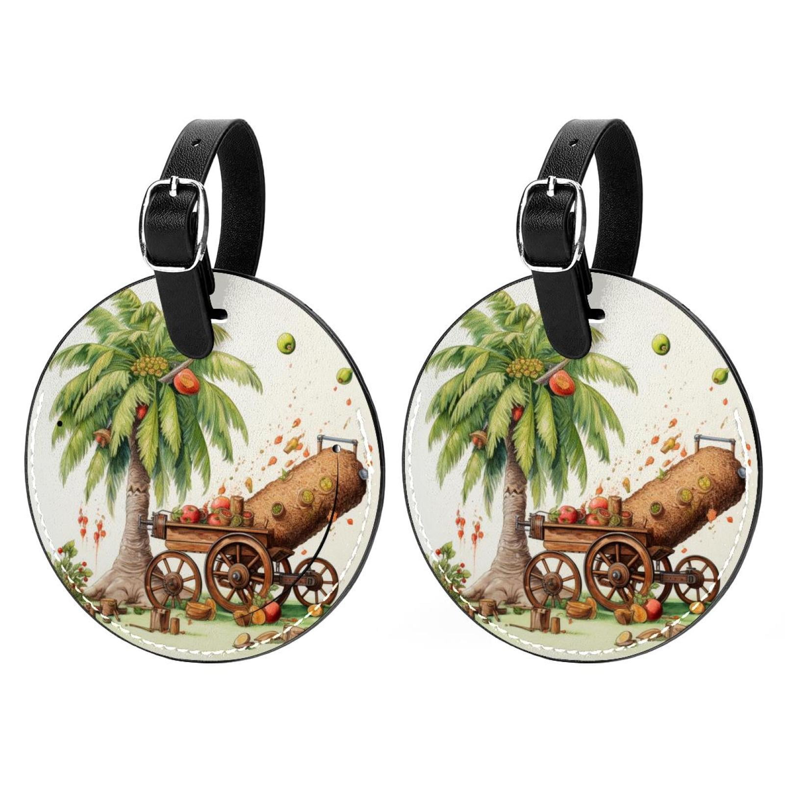 Coconut Jujube Tree&Eid Cannon Set of 2pcs PU Leather Round Suitcase ...