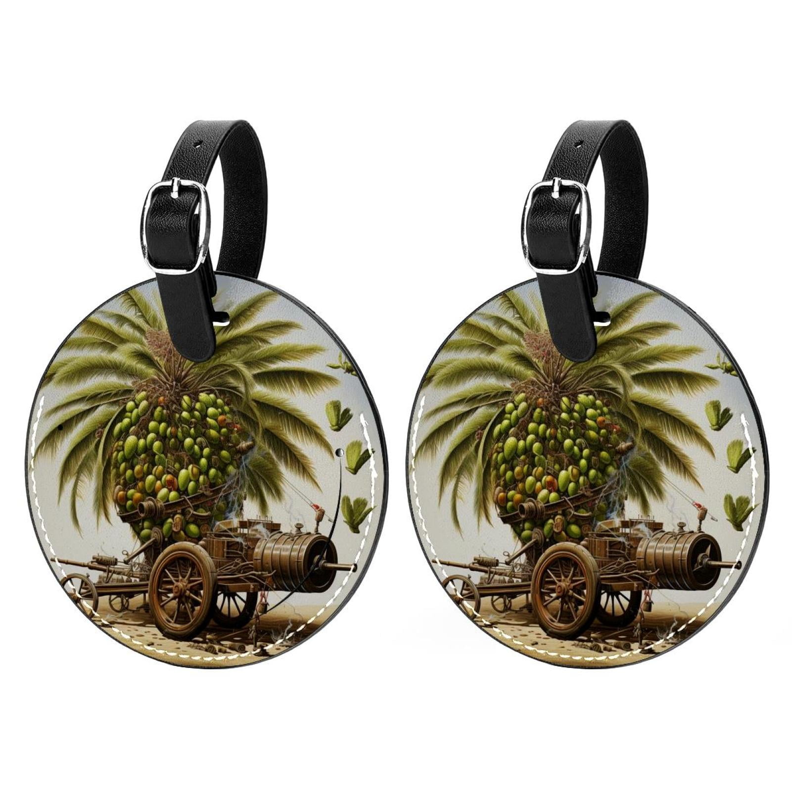 Coconut Jujube Tree&Eid Cannon Set of 2pcs PU Leather Round Suitcase ...