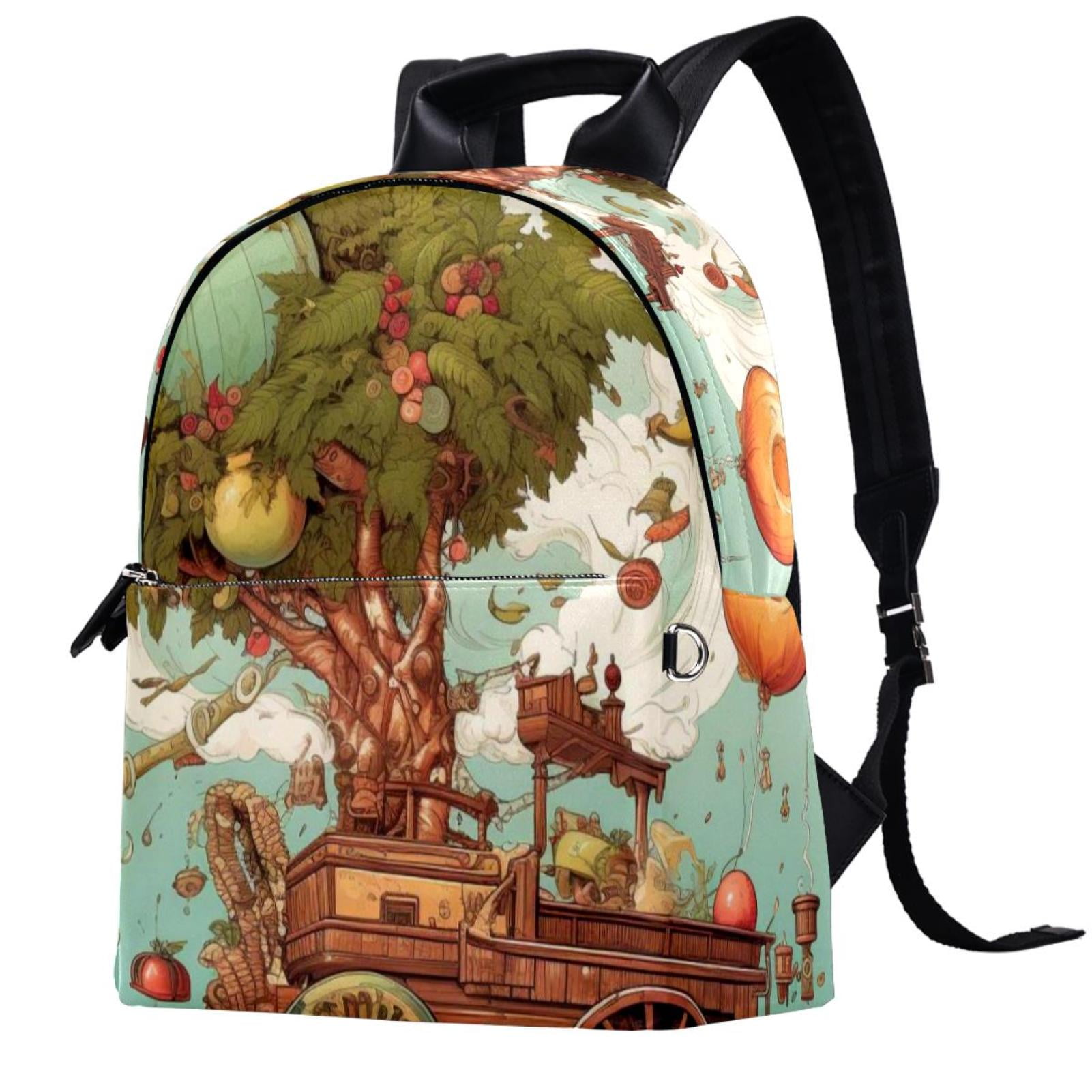 Coconut Jujube Tree Large Capacity Leather Backpack with Adjustable ...