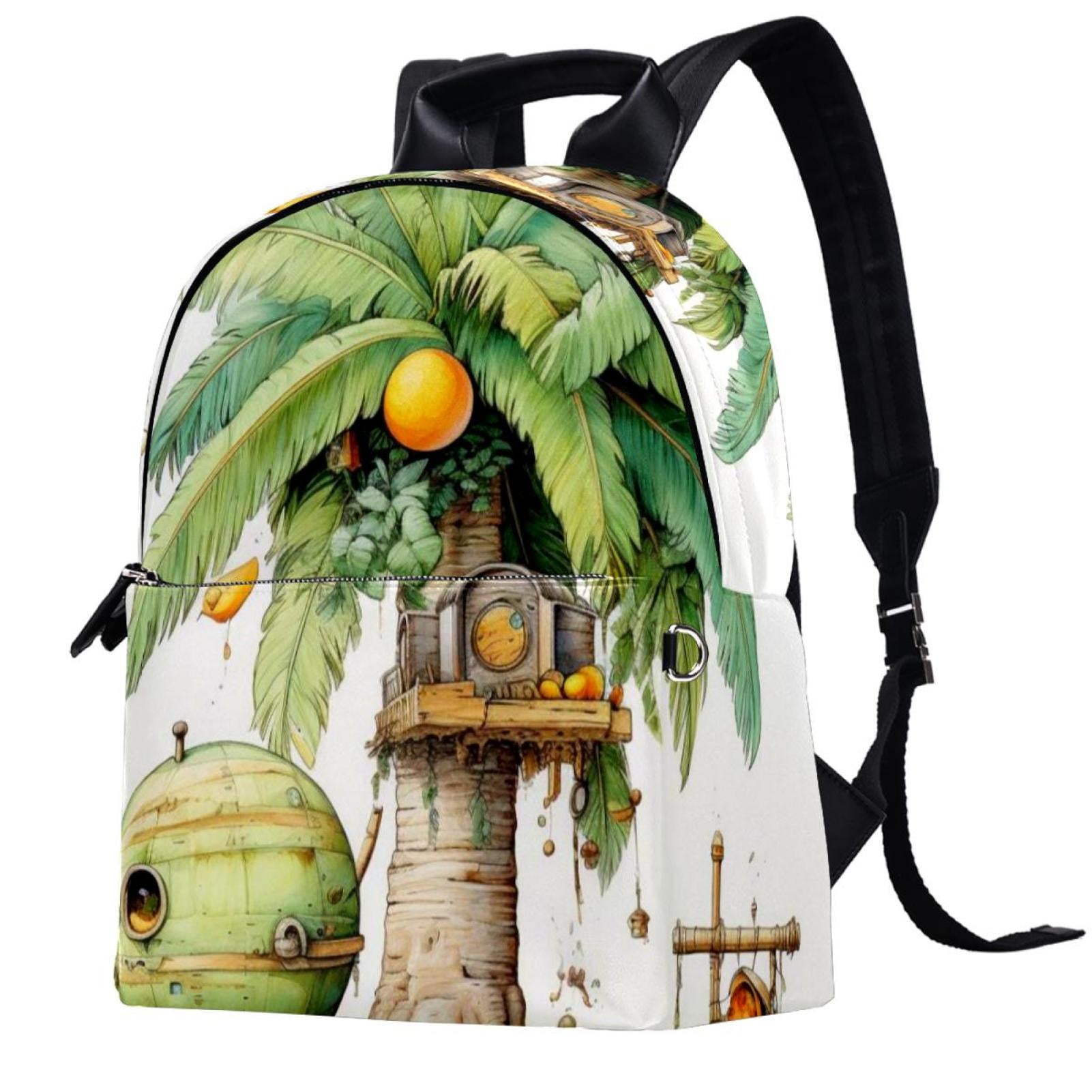 Coconut Jujube Tree Stylish Leather Business Backpack with Adjustable ...