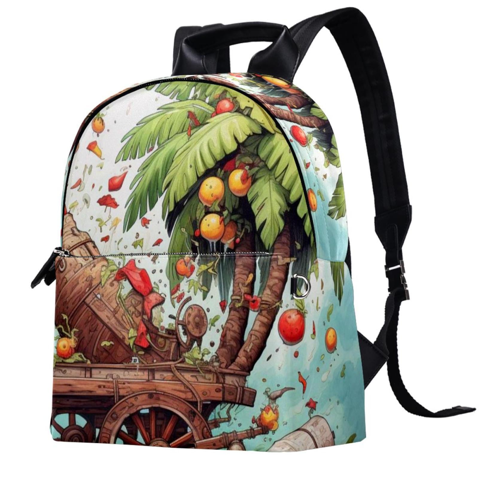 Coconut Jujube Tree Stylish Leather Laptop Backpack Travel Bag Pack ...