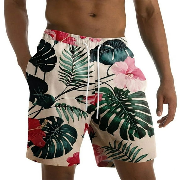 Coconut Leaves Men's Flowers Beach Briefs Summer Big Size Swimwear Men ...