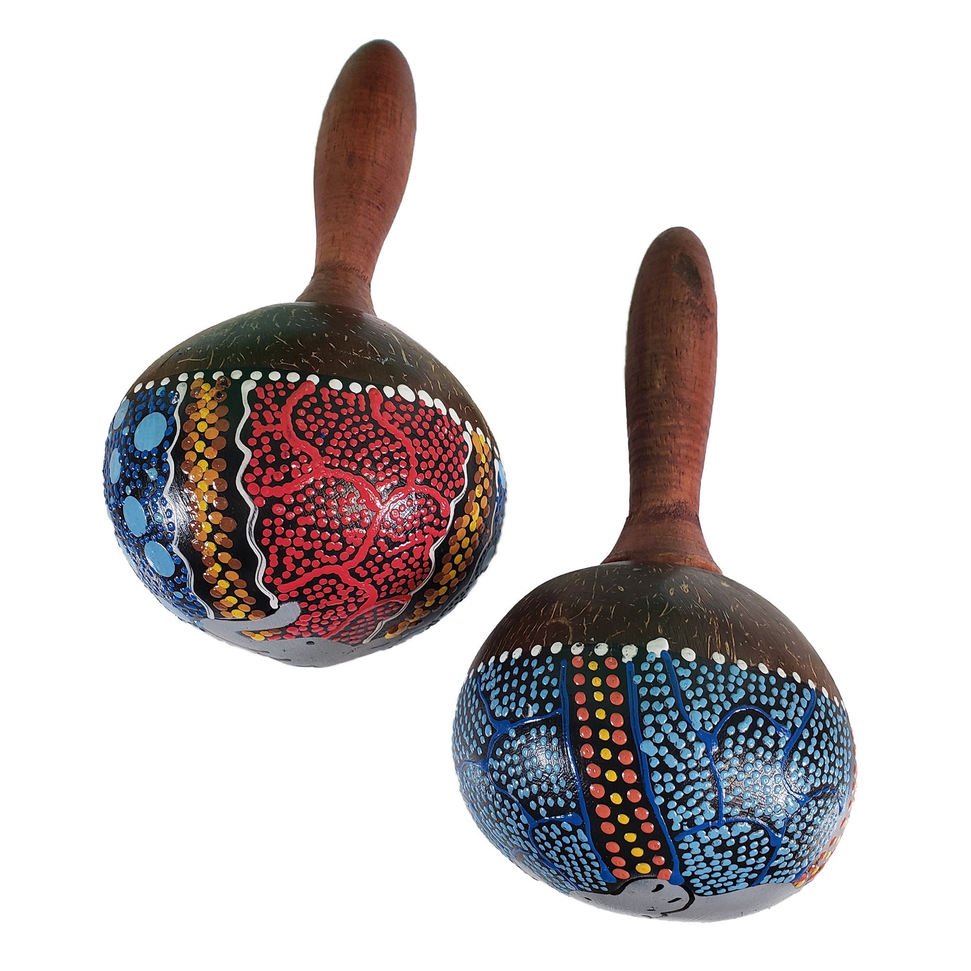 Coconut Maracas Shaker Rattles Hand Painted Percussion Instruments Set ...