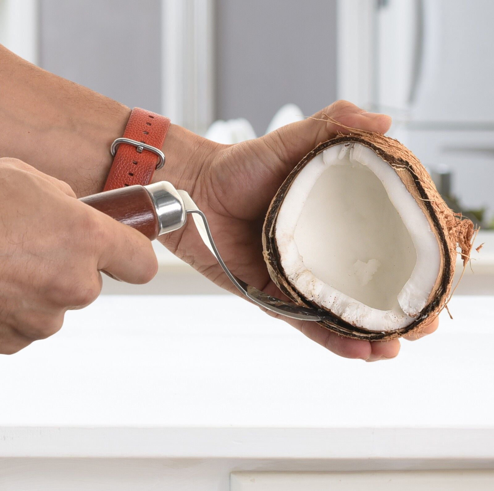 Coconut Meat Removal Tool - Easily Removes Flesh from Shell in Seconds ...
