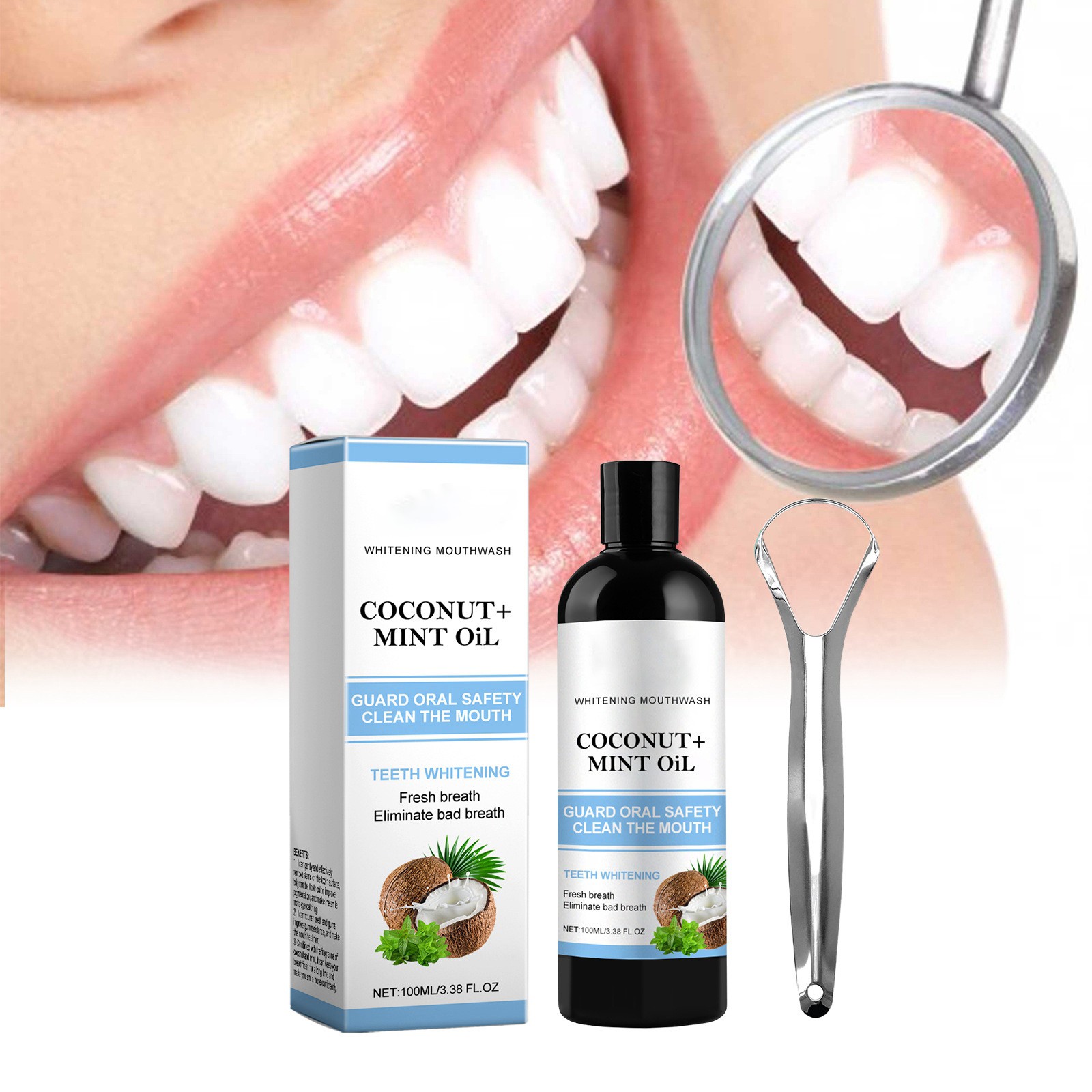 Coconut Mint Mouthwash Refreshing Breath Care Gums Oral Cleaning Stain ...