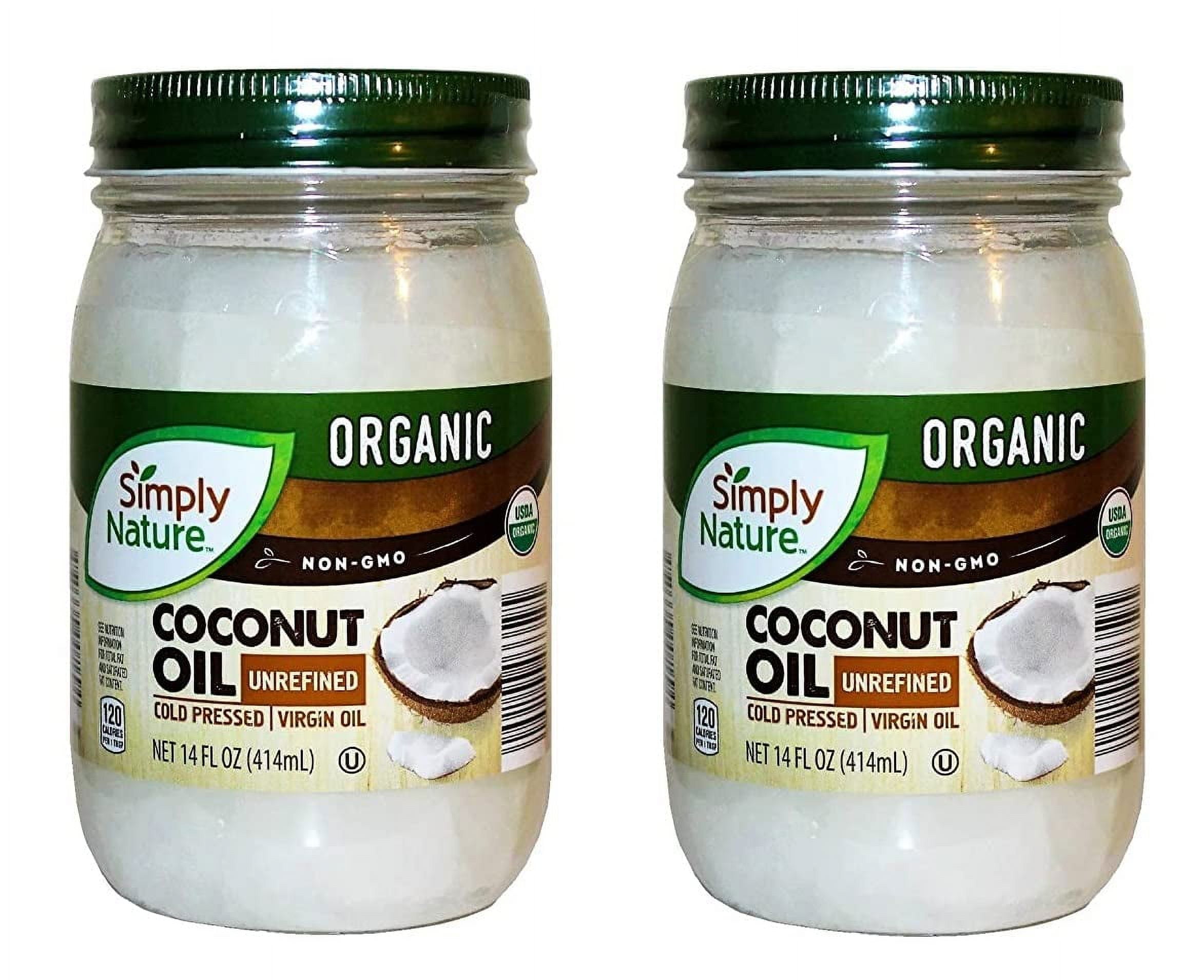Coconut Oil USDA Certified, Cold Pressed UNREFINED - 2 Jars, 14 oz each ...