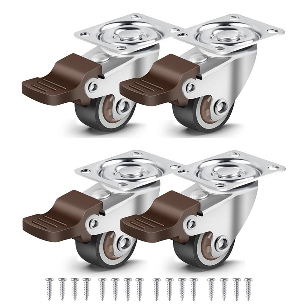 Coconut Ok 1-2 inches L-Shaped Plate Swivel Caster with Brake Tpe ...