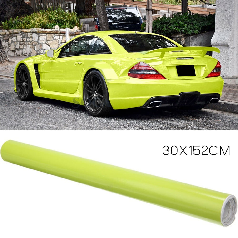 Coconut Ok 30X152Cm Glossy Neon Yellow Car Vinyl Foil Film Wrap Roll ...