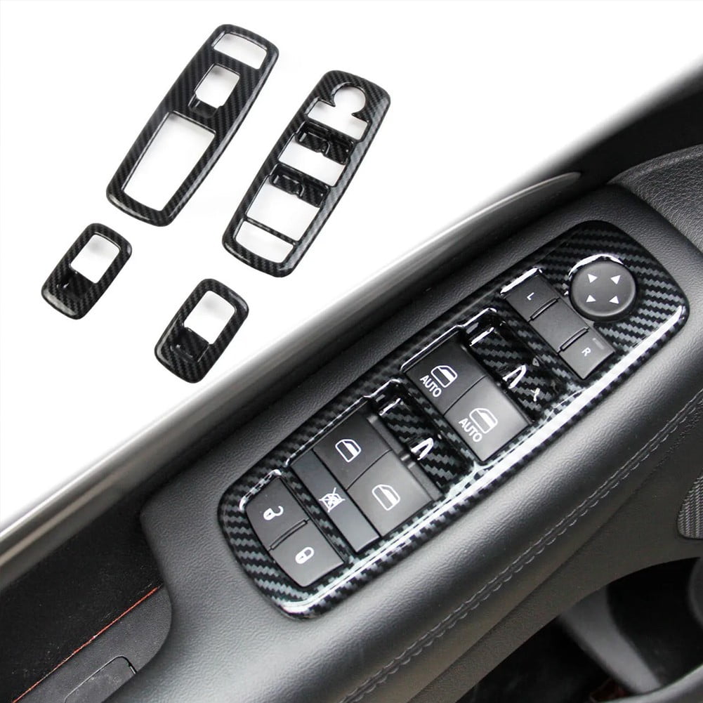LEXLEY 4-Piece Red Carbon Fiber Window Switch Trim – Interior Panel ...
