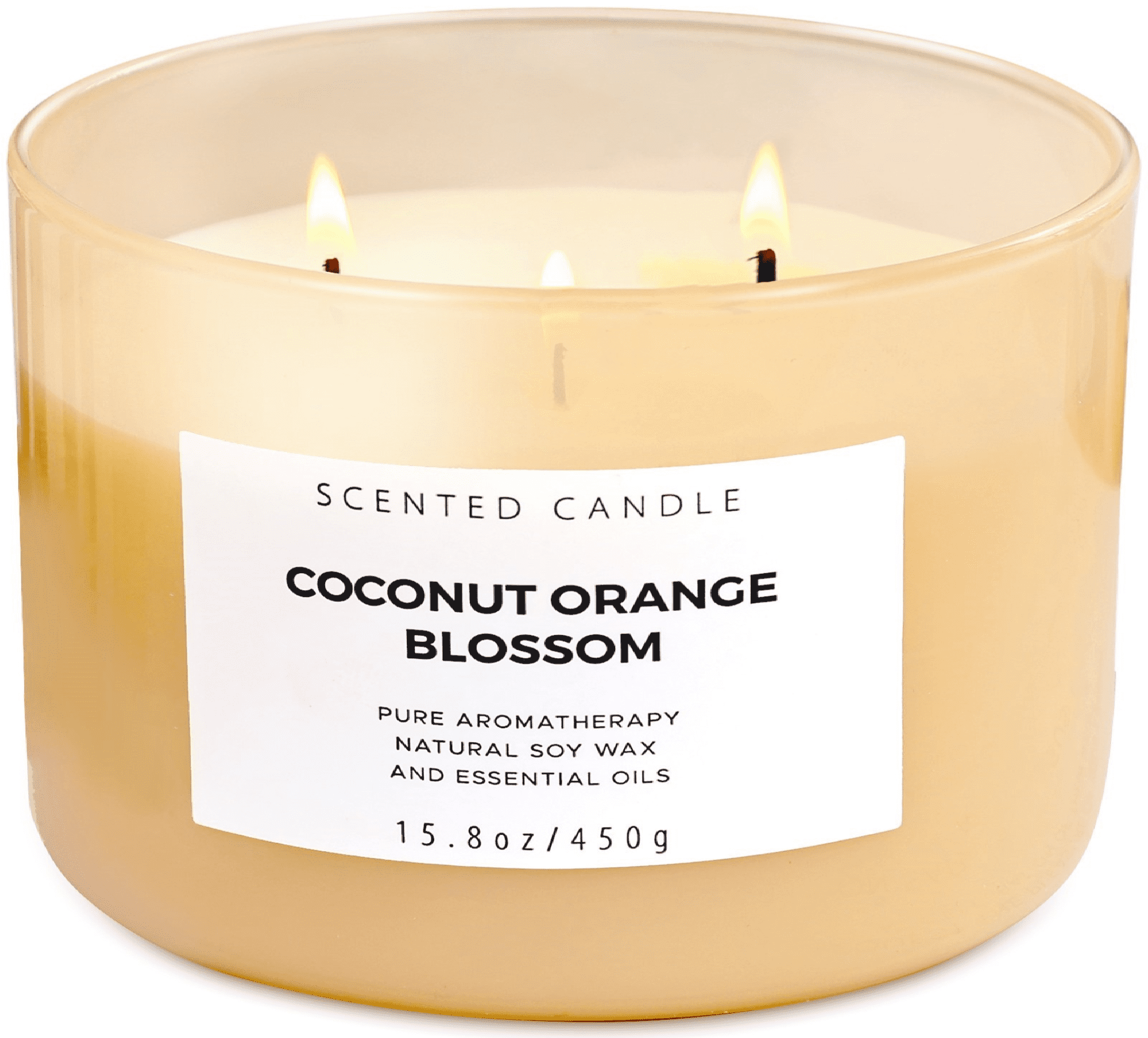 Coconut Orange Blossom Scented Candle 3 Wick Aromatherapy Candle Long ...
