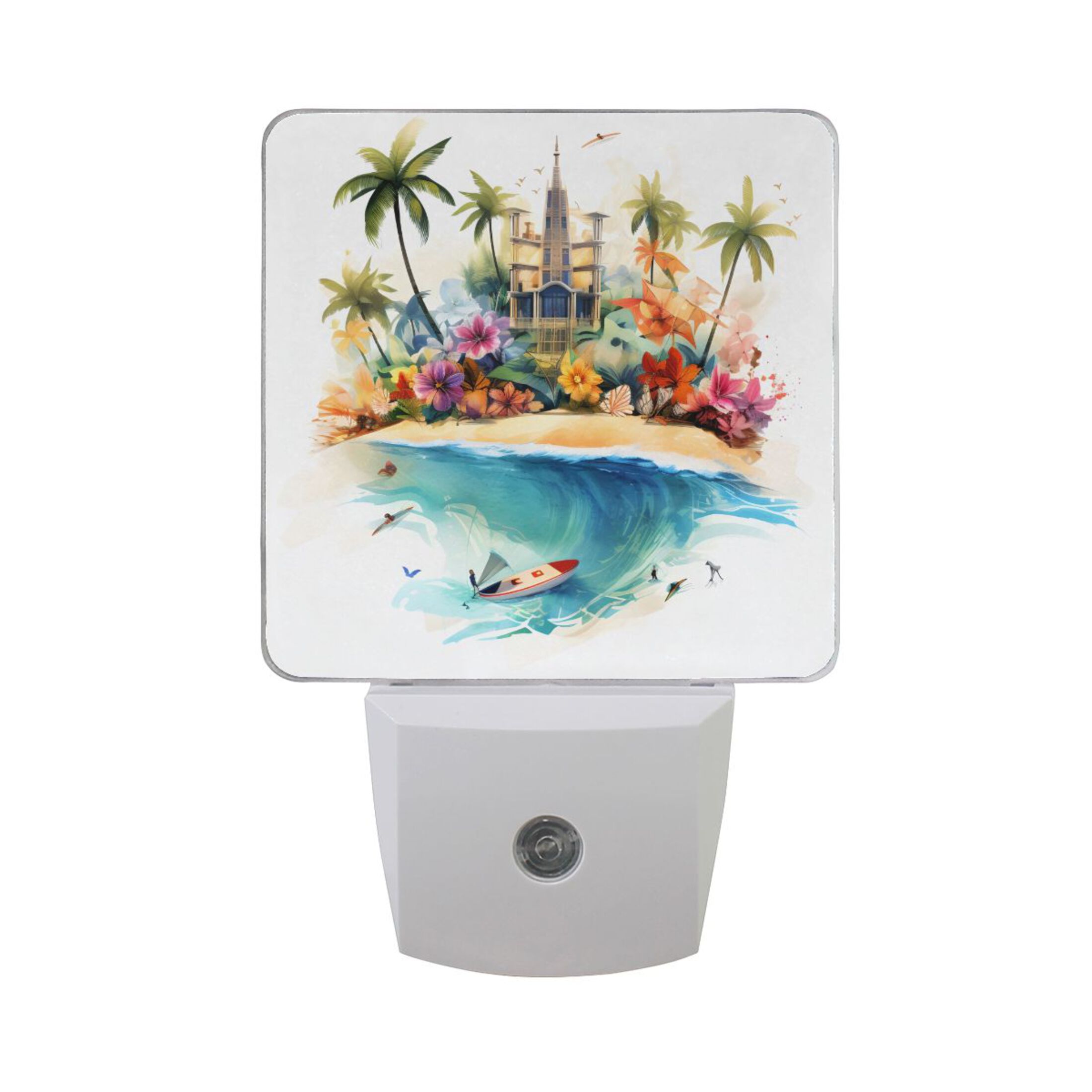 Coconut Palm Flowers Night Light LED Dusk to Dawn Auto Sensor Night ...
