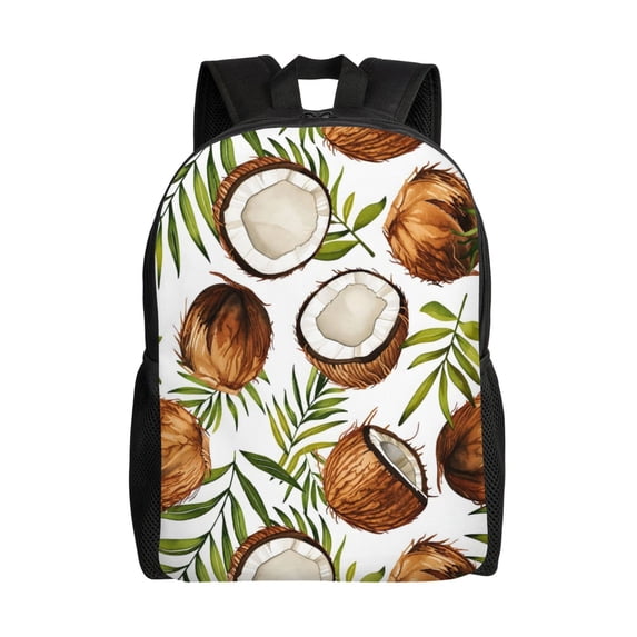 Coconut Palm Leaf Backpack Full Front Print Travel Laptop Bag for Men ...