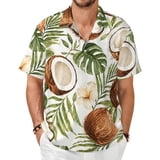 Coconut Palm Leaf Men's Shirts Short-Sleeved with All-Over Prints ...