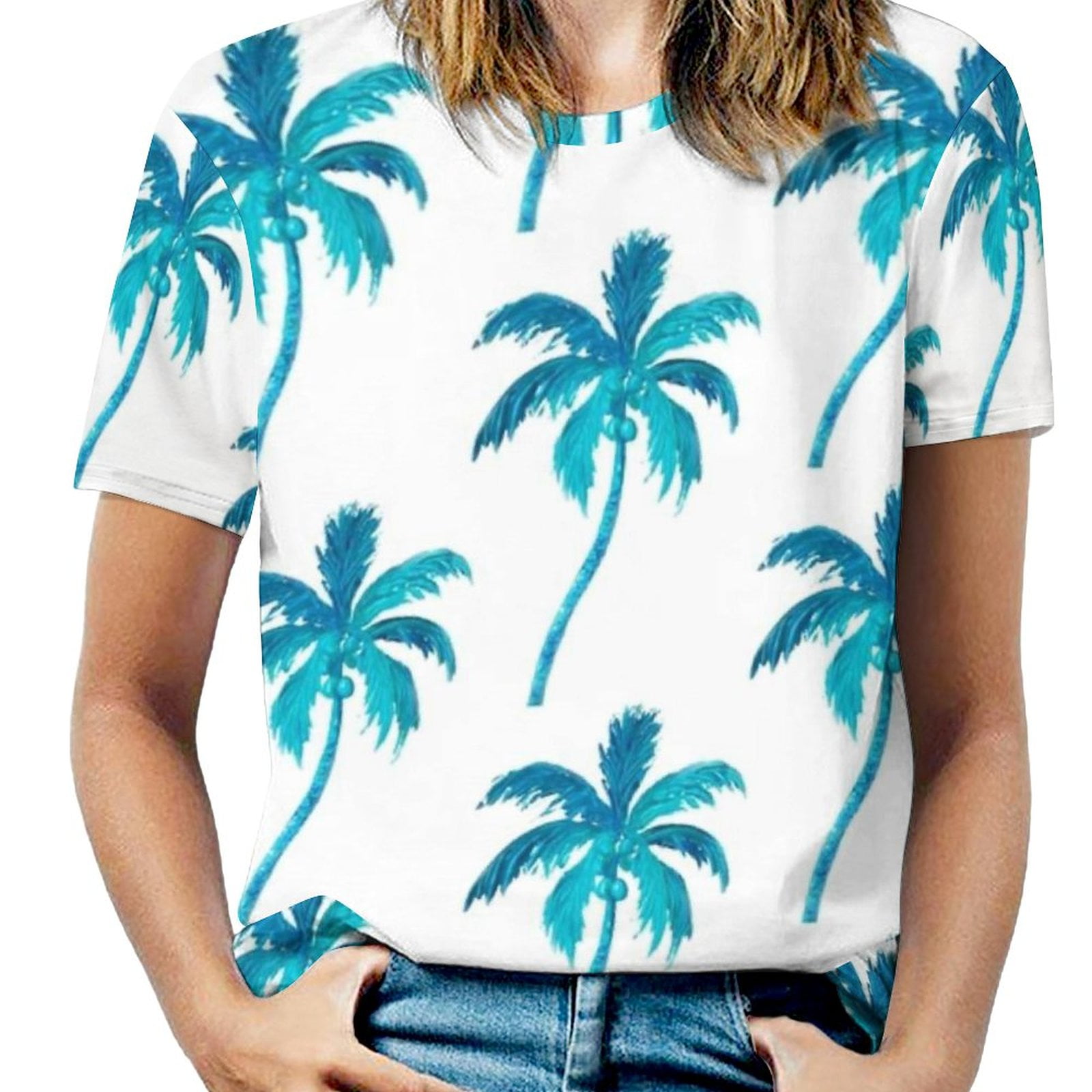 Coconut Palm Tree 2230 Women Print T Shirt Casual Off Shoulder Loose ...