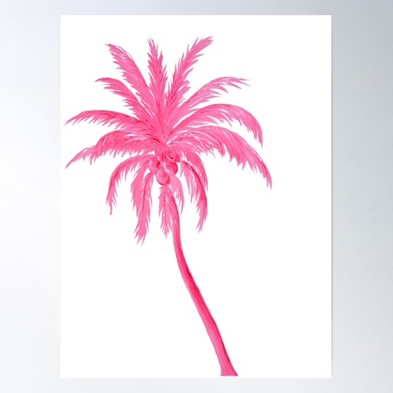 Coconut Palm Tree In Pretty Pink Poster Wall Art, Modern Wall Decor ...