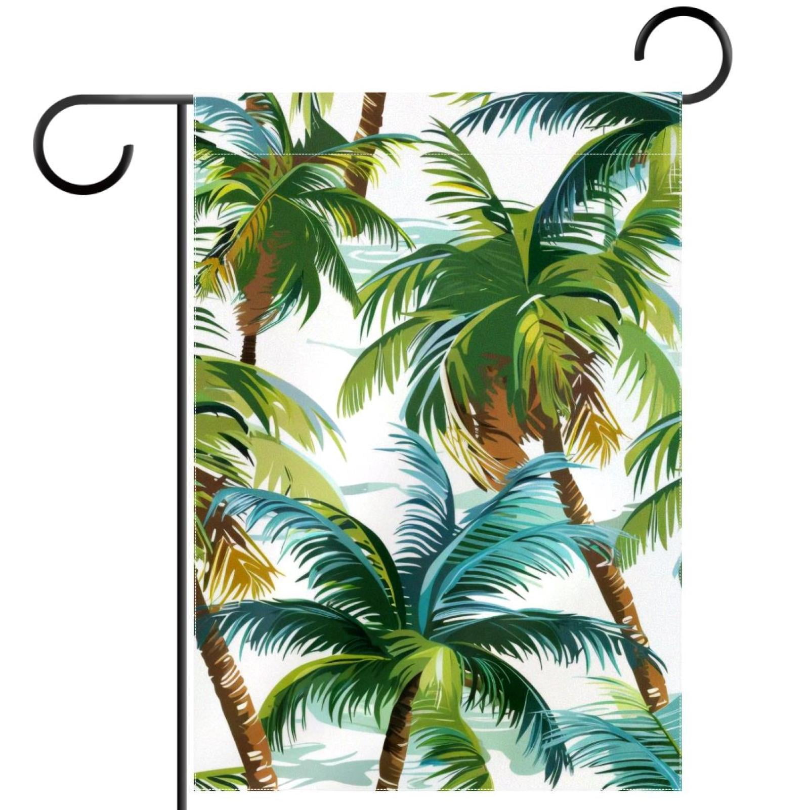 Coconut Palm Tree Tropical Forest Pattern Double Sided Garden Flag ...