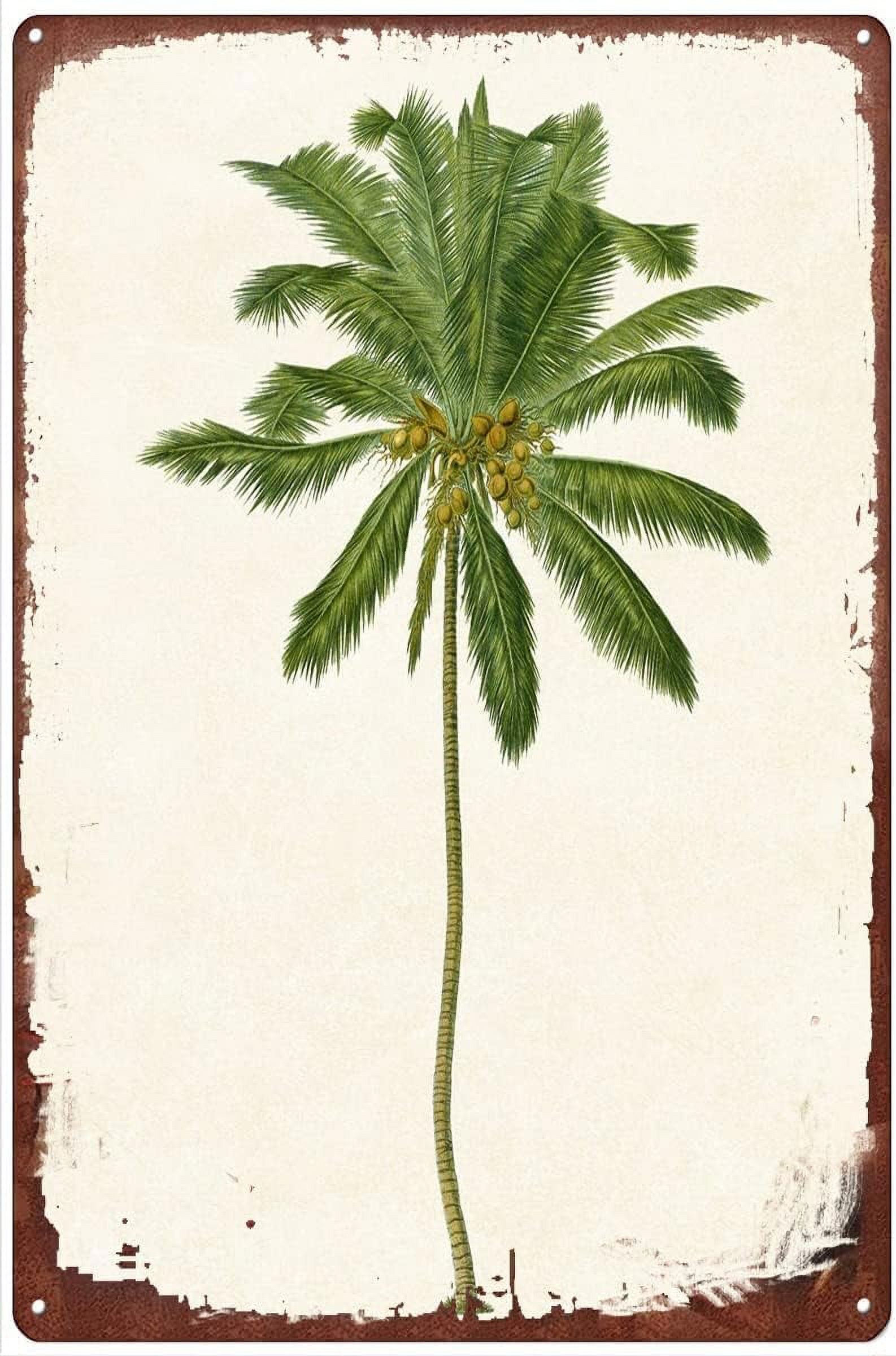 Coconut Palm Tree Vintage Metal Tin Sign Artwork Signs for Home Novelty ...