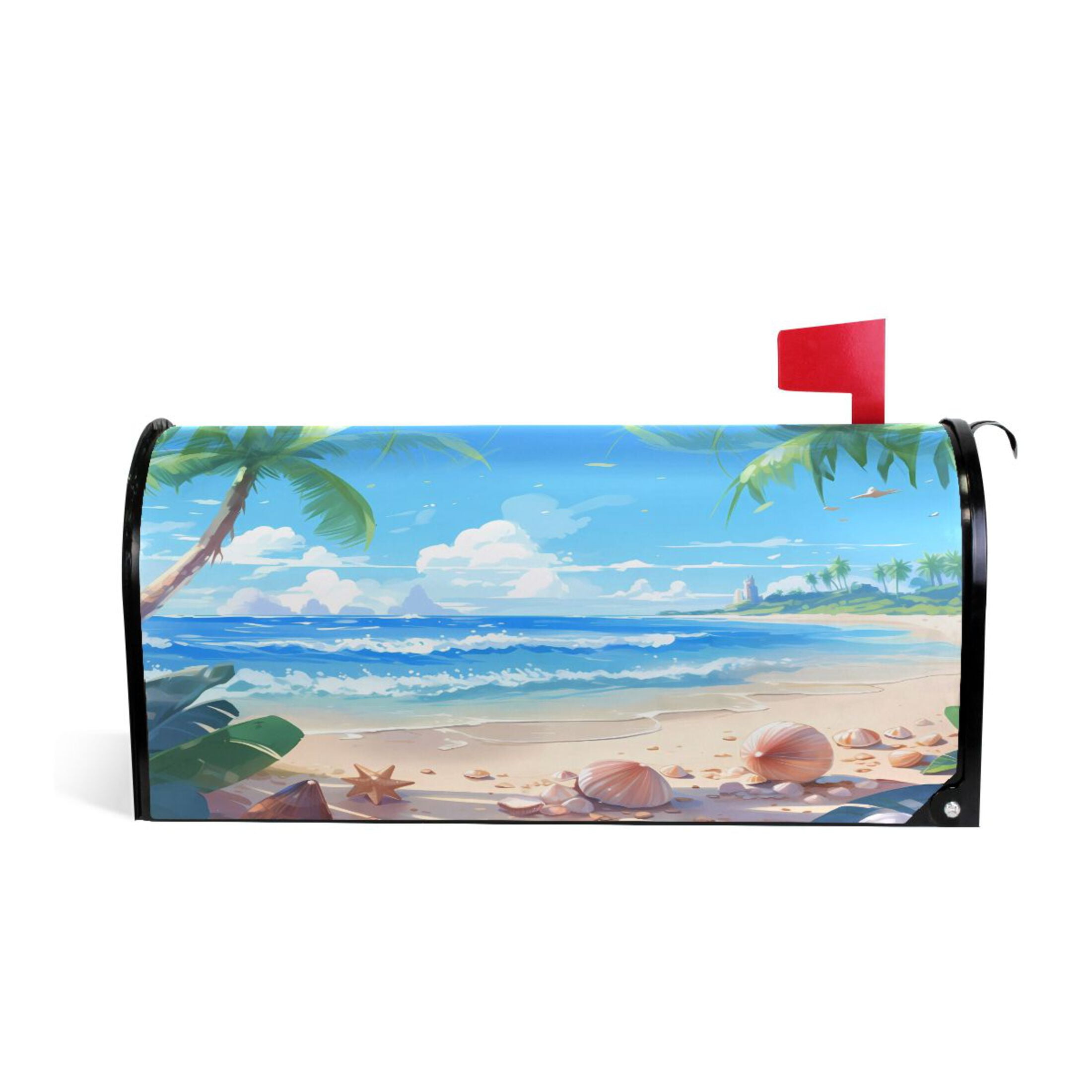 Coconut Palm Tree on Beach Magnetic Mailbox Covers Post Box Wraps ...