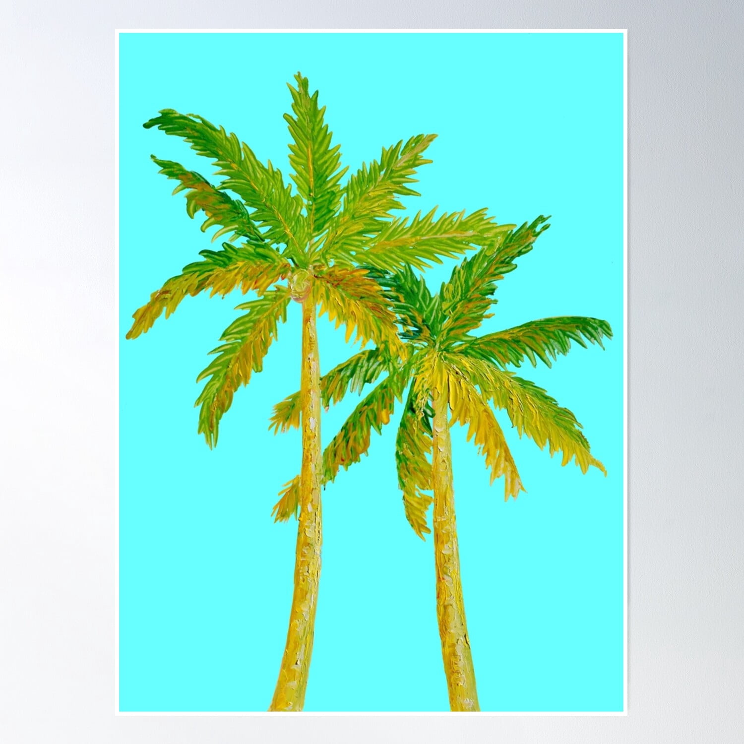 Coconut Palm Trees And Blue Skies Poster Wall Art Modern Wall Decor Art ...