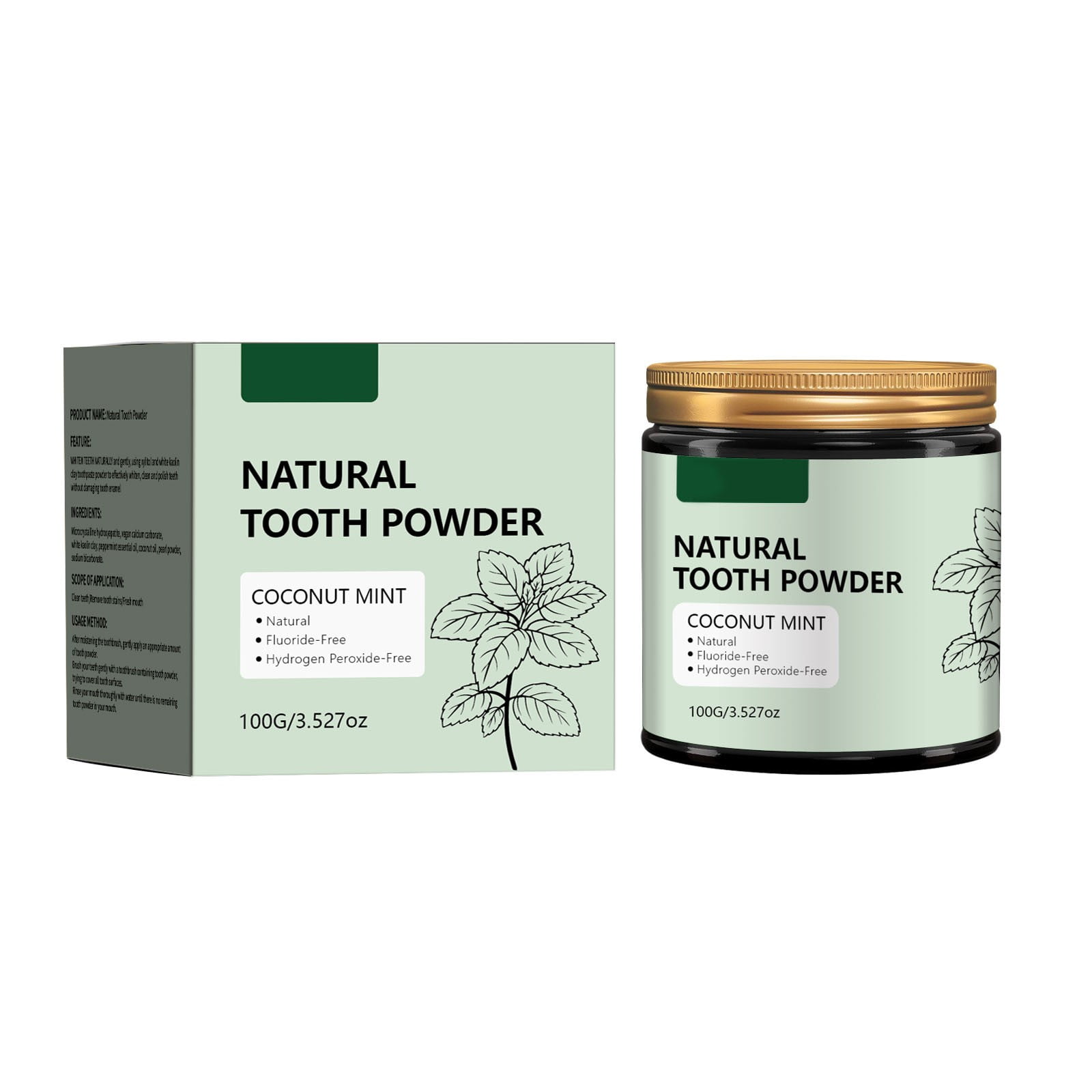 Coconut Peppermint Natural Tooth Powder 100g Stain Removing Powder ...