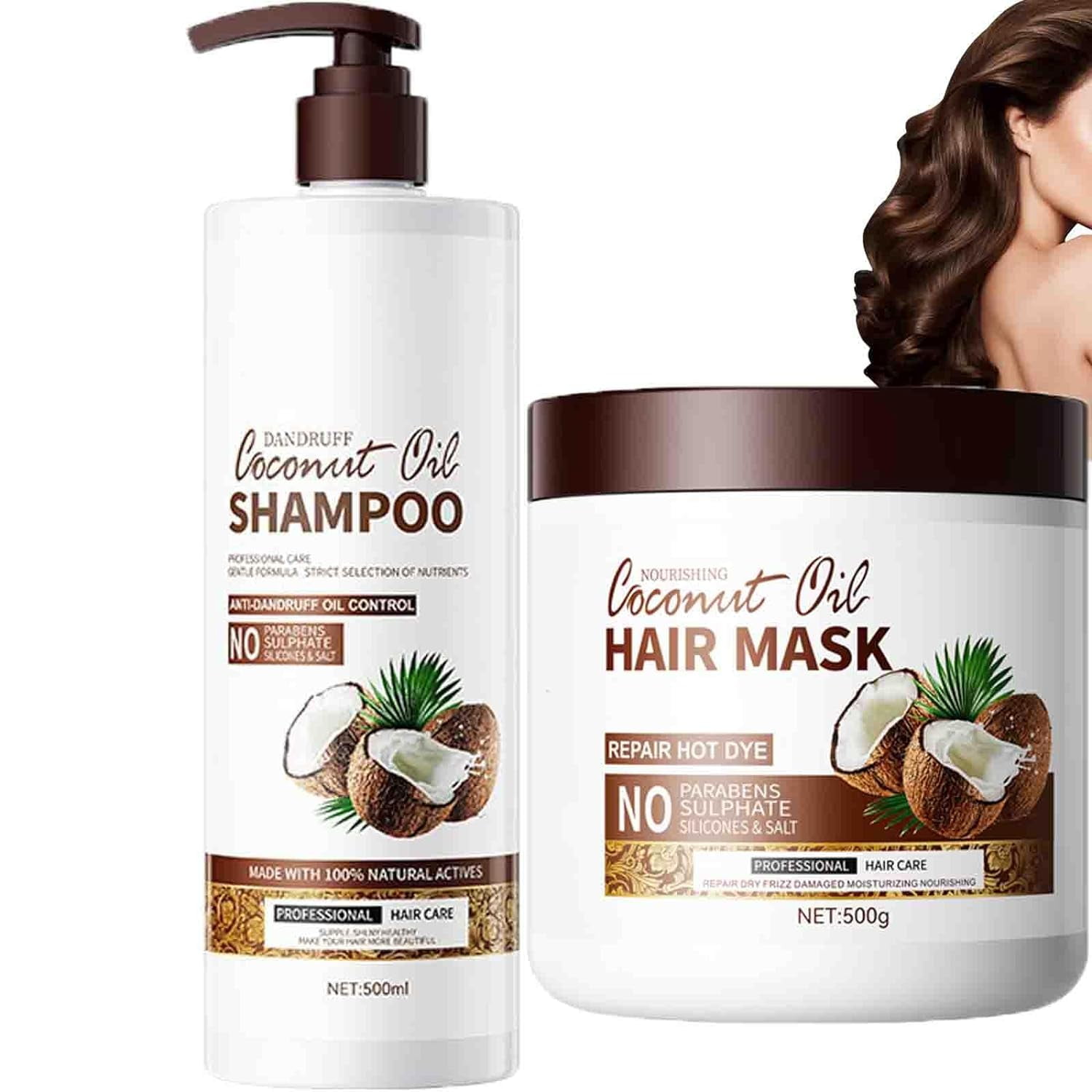 Coconut Shampoo and Conditioner, Coconut Oil Shampoo - Anti-Dandruff Shampoo & Hair Mask ...