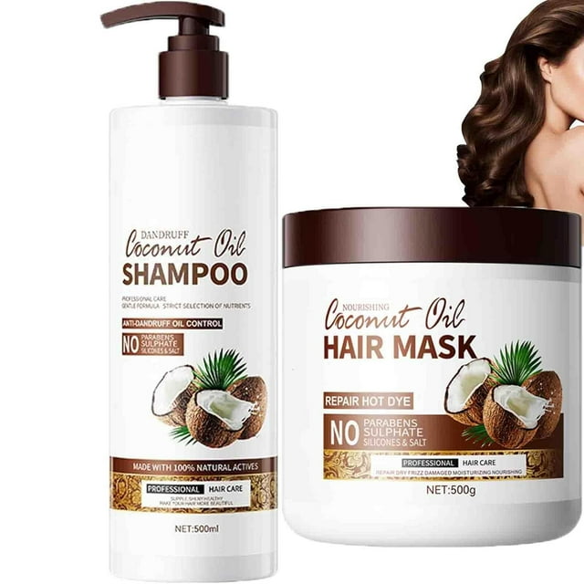 Coconut Shampoo and Conditioner, Coconut Oil Shampoo - Anti-Dandruff Shampoo & Hair Mask ...