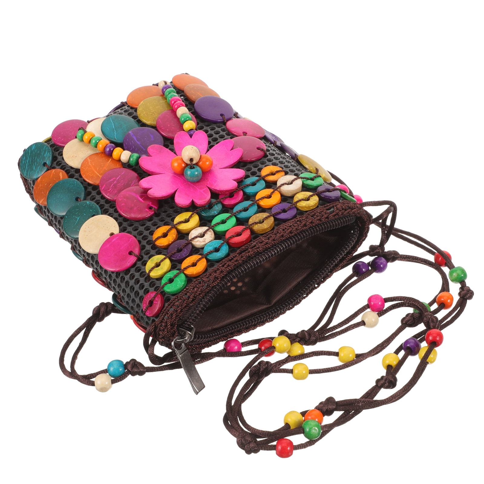 Coconut Shell Beaded Woven Bag Shoulder Womens Wallet Crossbody for ...