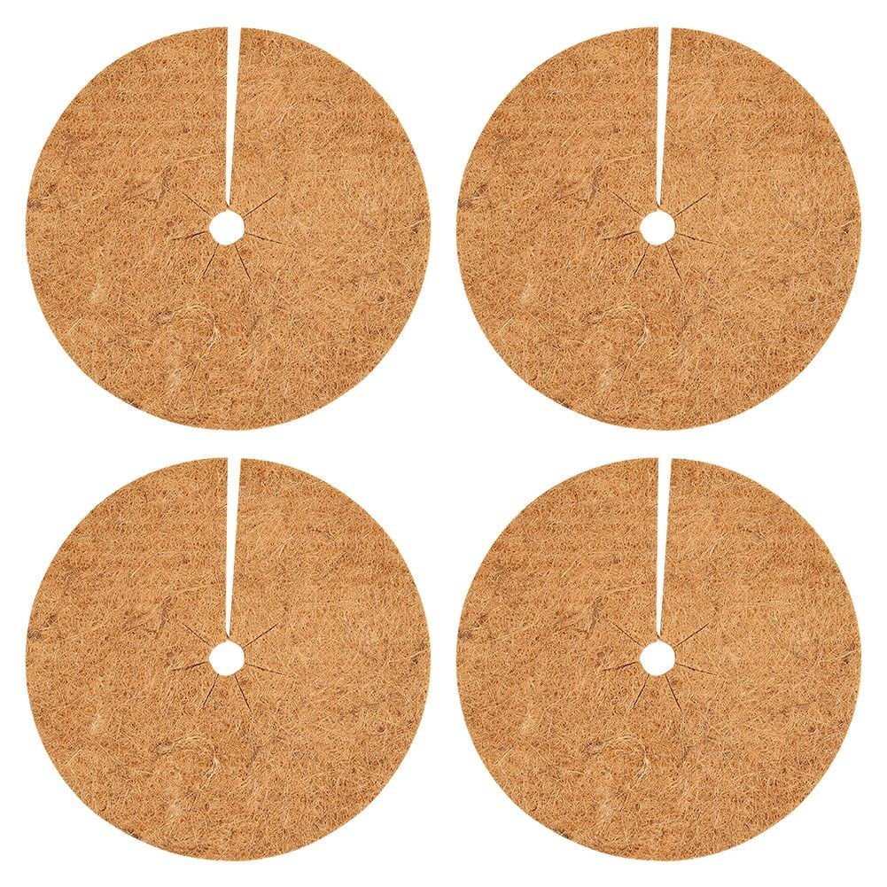 Coconut Shell Mulch Mats 4-Pack Plant Protection Rings Fiber Pads for ...