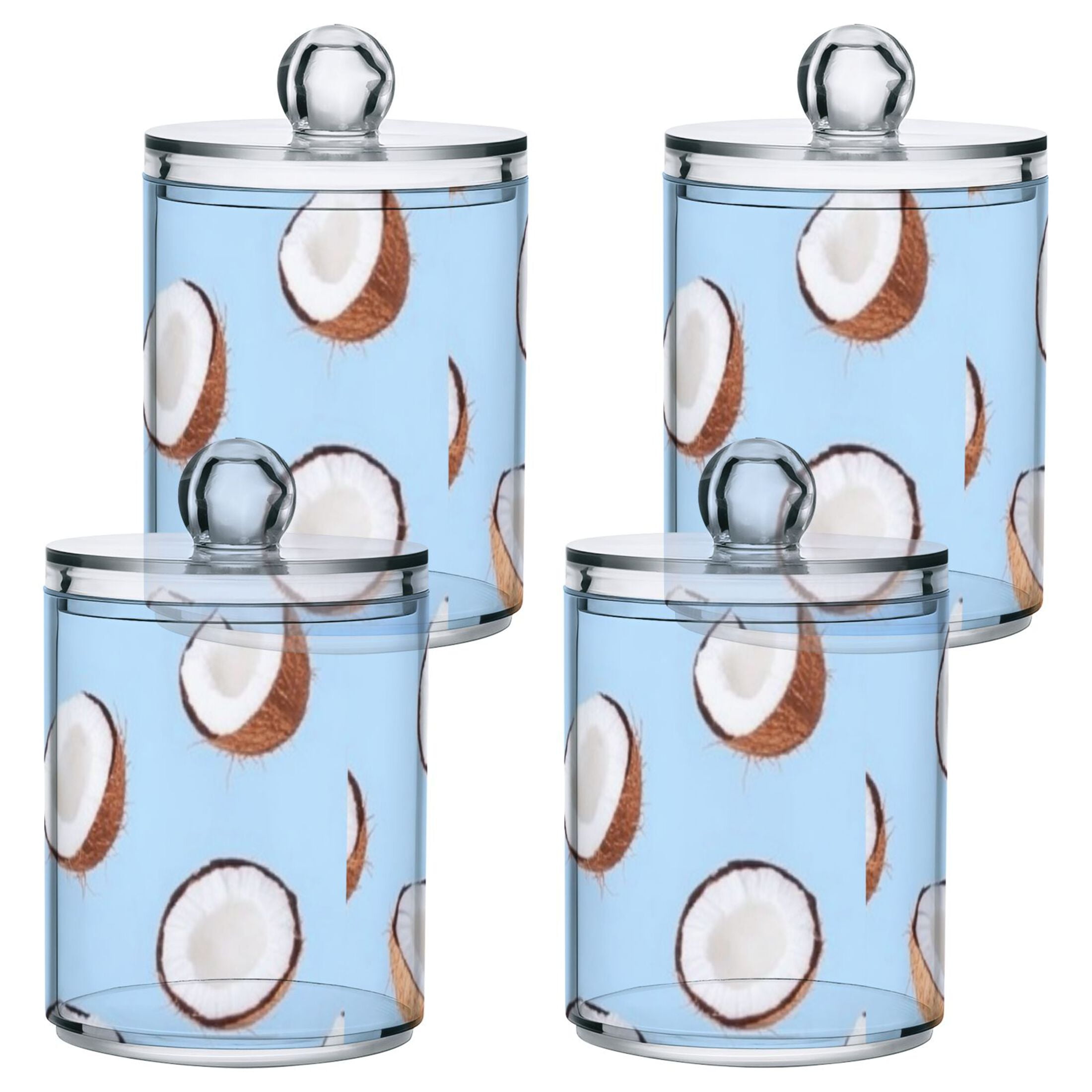 Coconut Slices Bathroom Canisters Set of 4 Translucent Plastic Storage ...