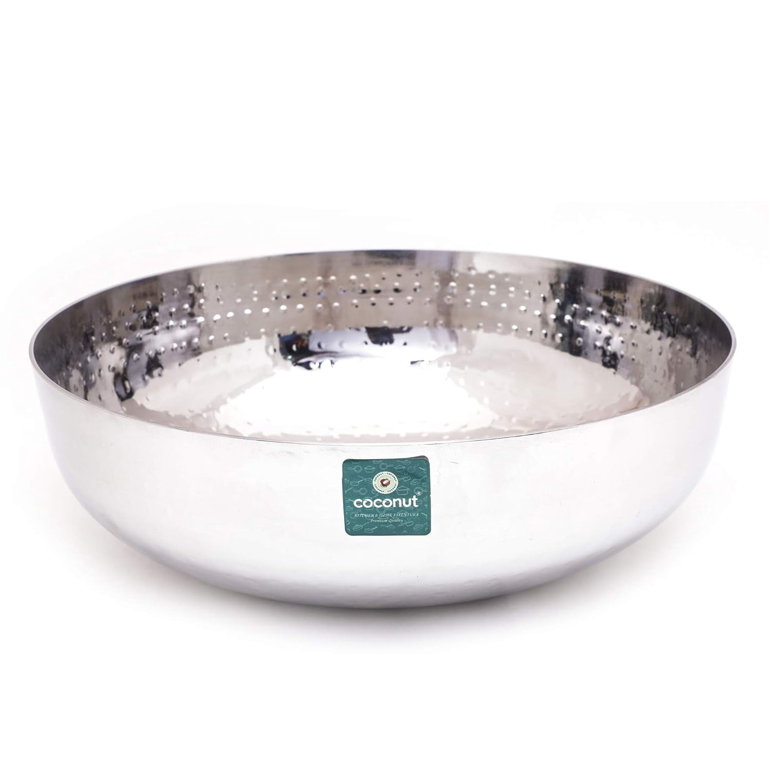 Coconut Stainless Steel Hammered TaaslaKadhai Without Handle Lid Heavy ...