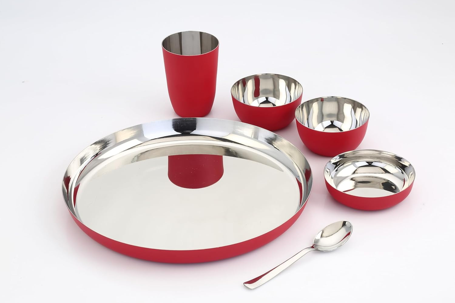Coconut Stainless Steel Unique Red Colour Design Coating Dinner ...