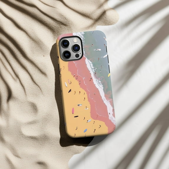 Coconut Surfer Summer Coastal Art Case for iPhone 17 through 11 Pro Max ...
