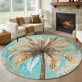 Coconut Tree 6FT Round Area Rugs for Living Room Tropical Plant Vintage ...