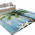 Coconut Tree Area Rugs 5x8ft Nautical Blue Wood Grain Floor Rug Non ...