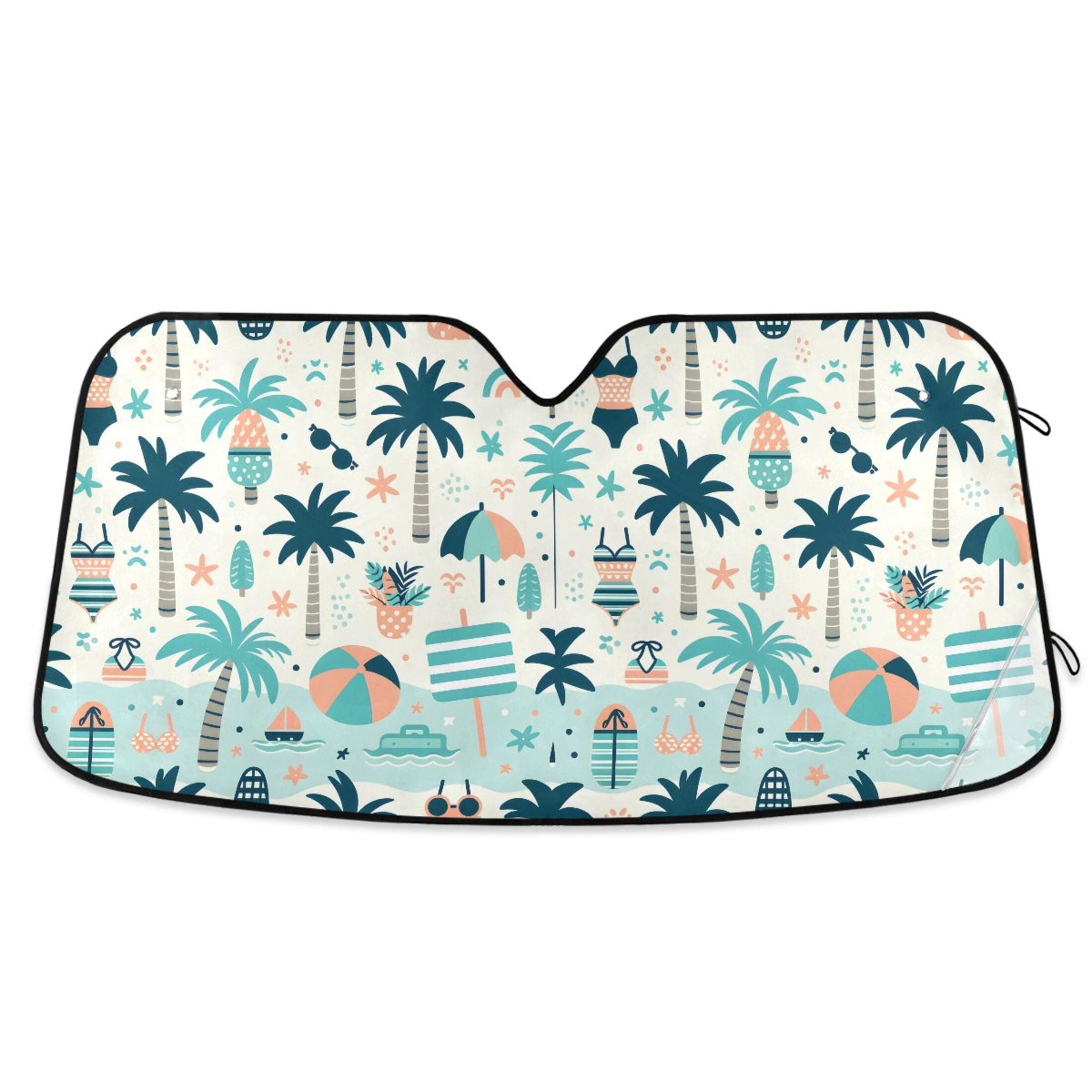 Coconut Tree Ball Swimwear Car Windshield Sun Shade Foldable Car Front ...