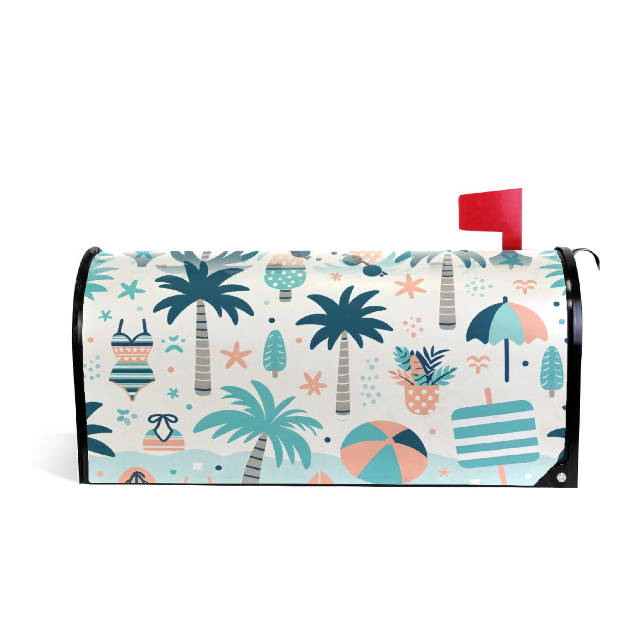 Coconut Tree Ball Swimwear Magnetic Mailbox Covers 21" X 18" Post ...