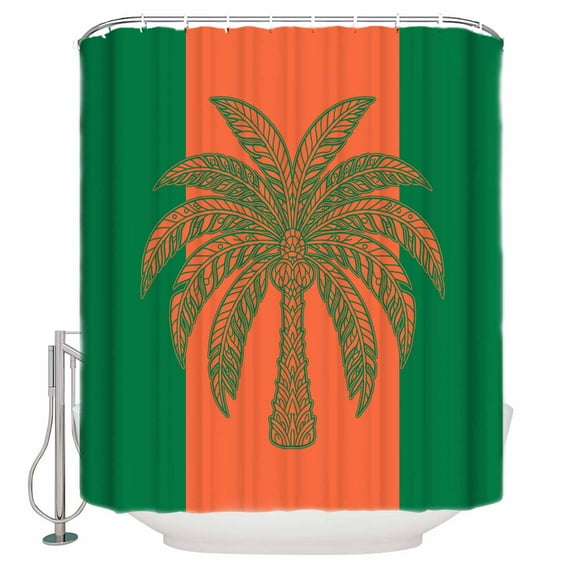 Coconut Tree Bathroom Shower Curtains with 12 Hooks Polyester ...