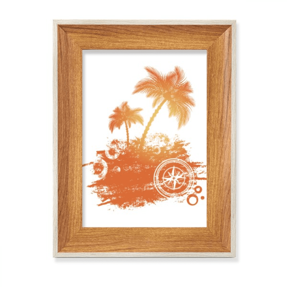 Coconut Tree Beach Pattern Illustration Desktop Wooden Photo Frame ...
