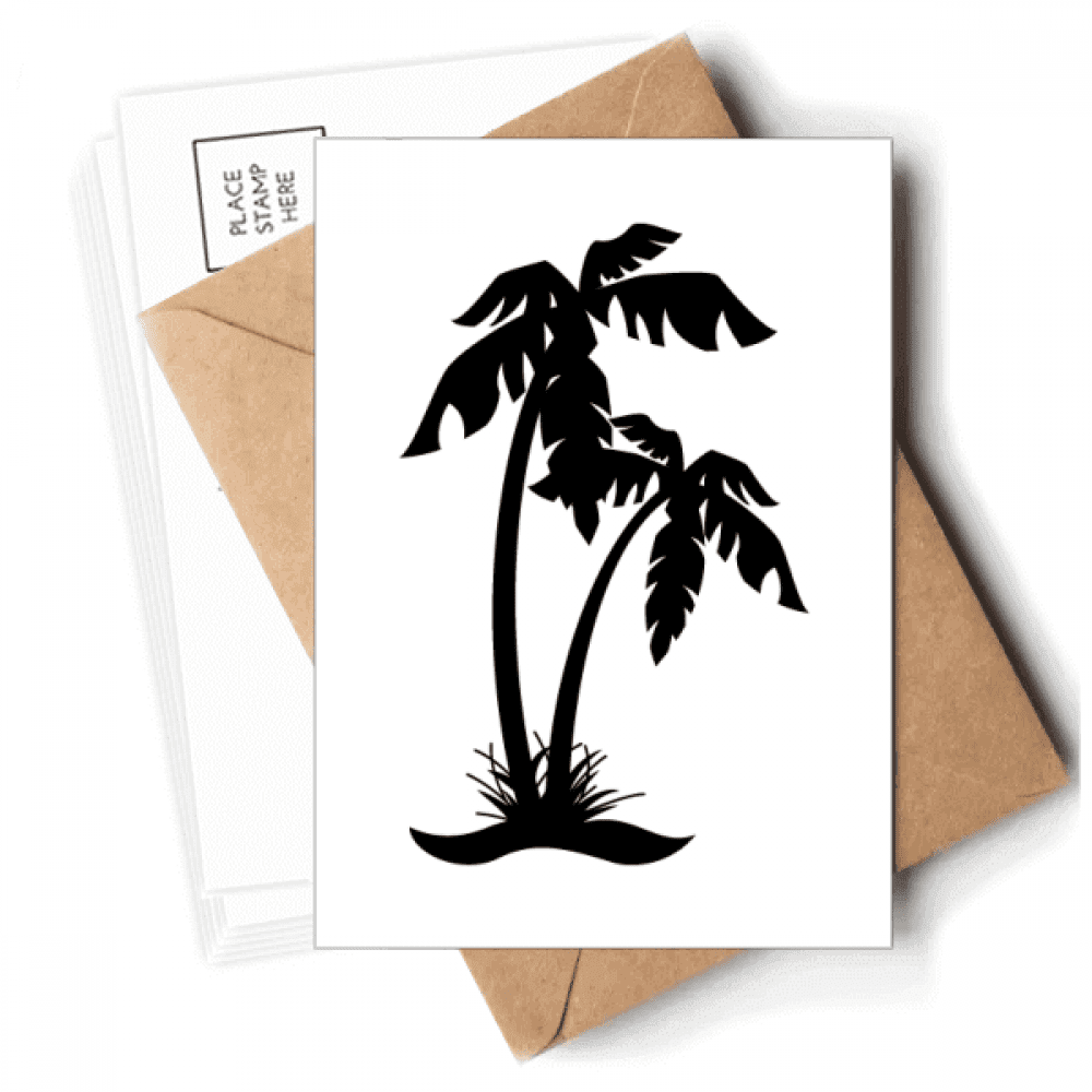 Coconut Tree Black Beach Outline Postcards Envelopes Blank Note Cards ...