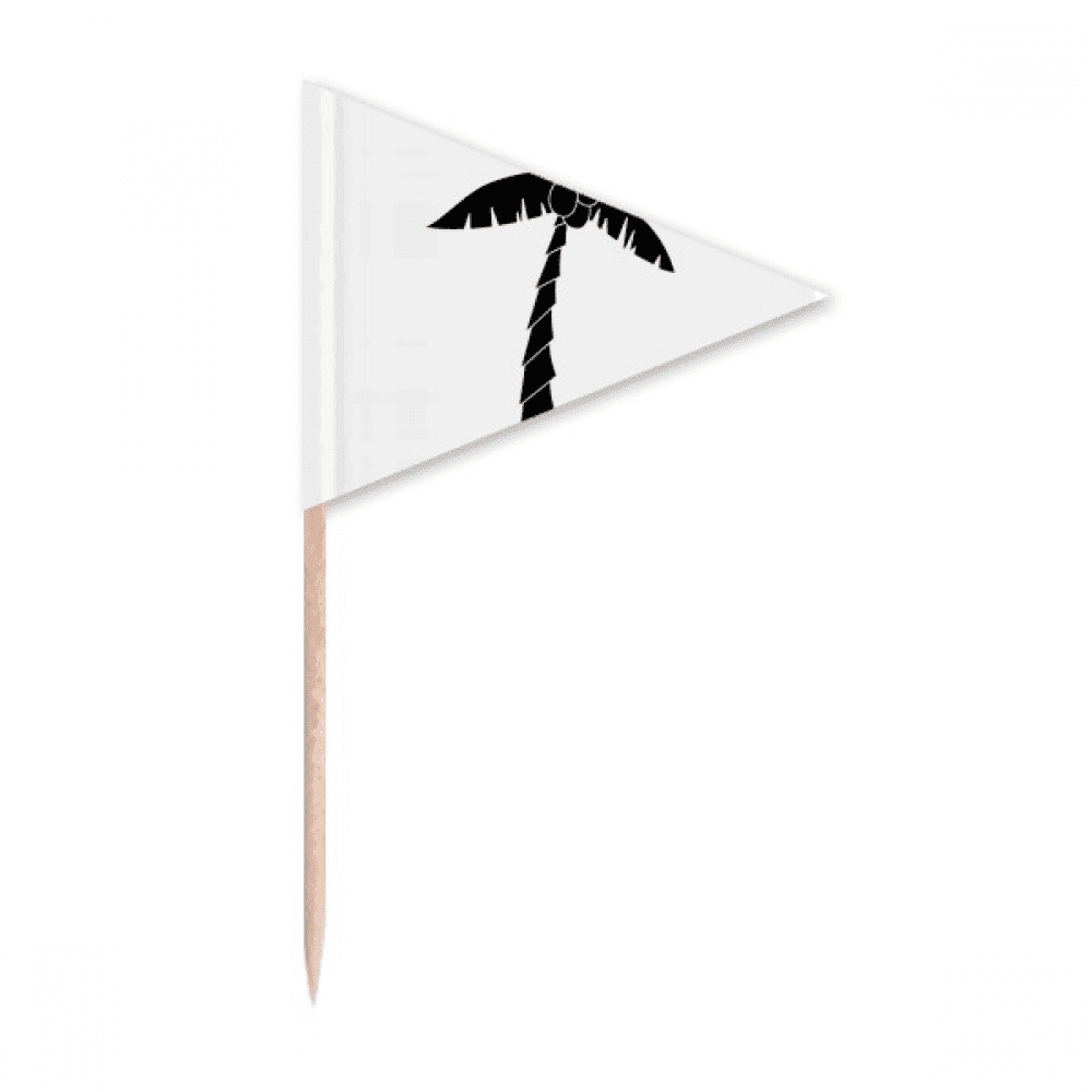 Coconut Tree Black Outline Toothpick Triangle Cupcake Toppers Flag ...