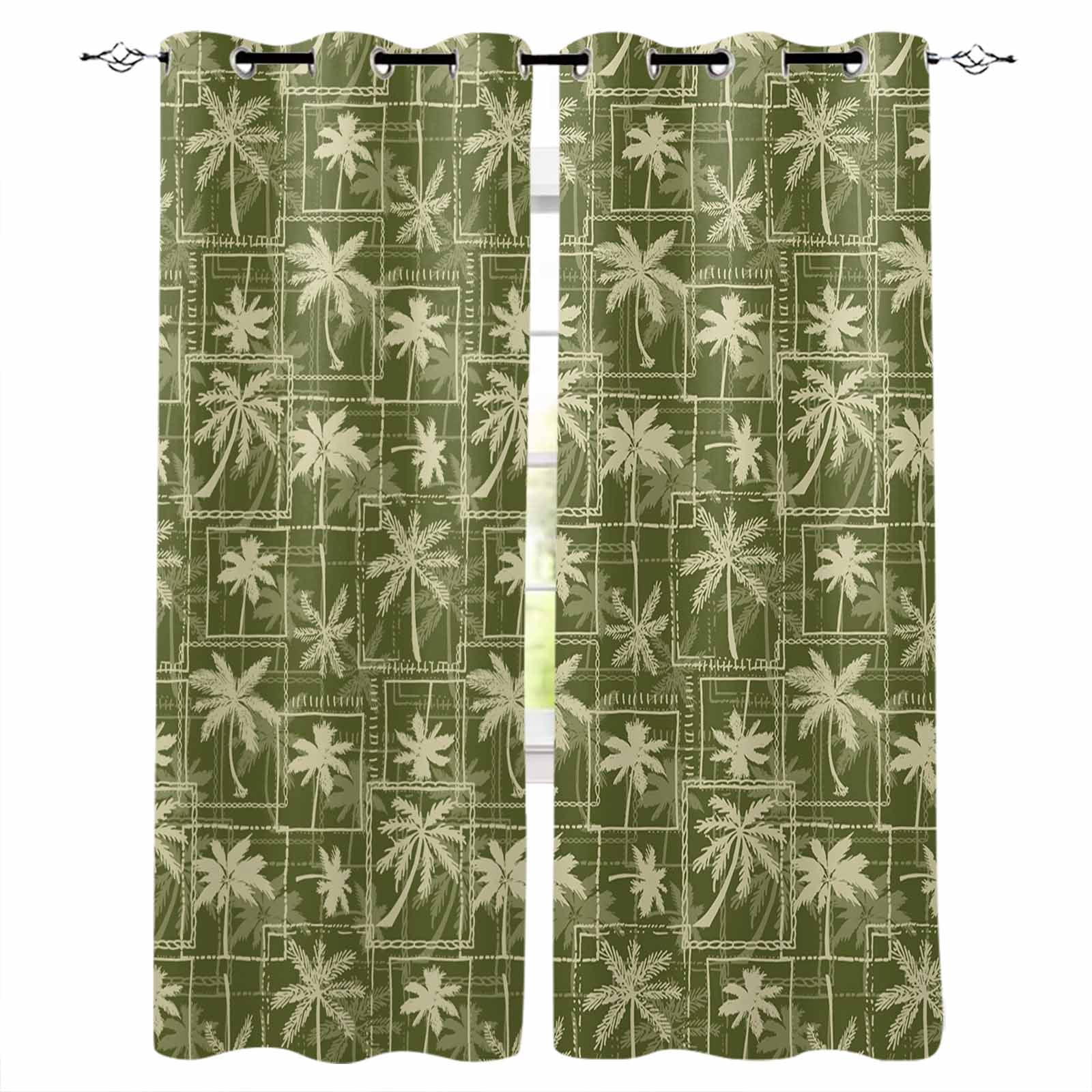 Coconut Tree Blackout Curtains 72 Inch Length Tropical Plant Summer ...