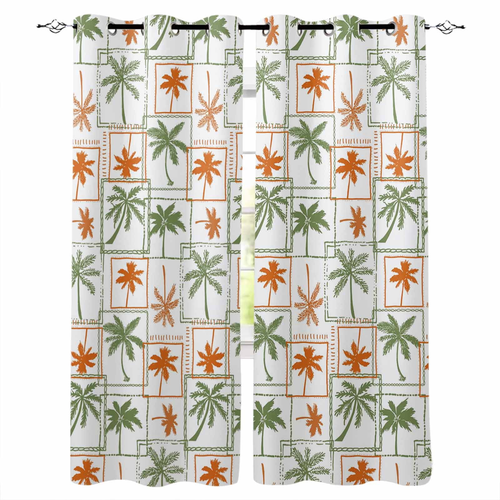 Coconut Tree Blackout Curtains 84 Inch Length Tropical Plant Summer ...