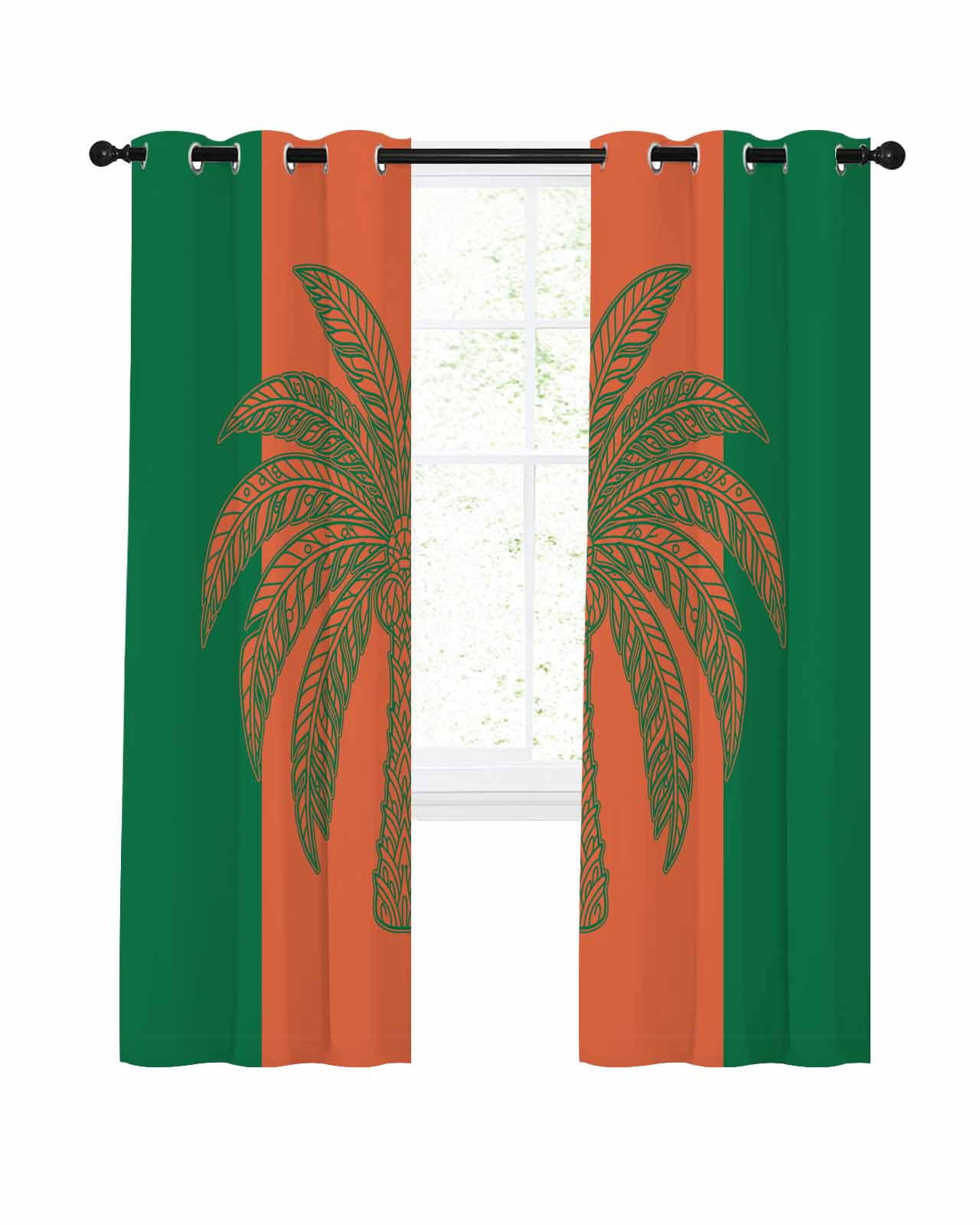 Coconut Tree Blackout Curtains, Light Blocking Print Window Curtains ...