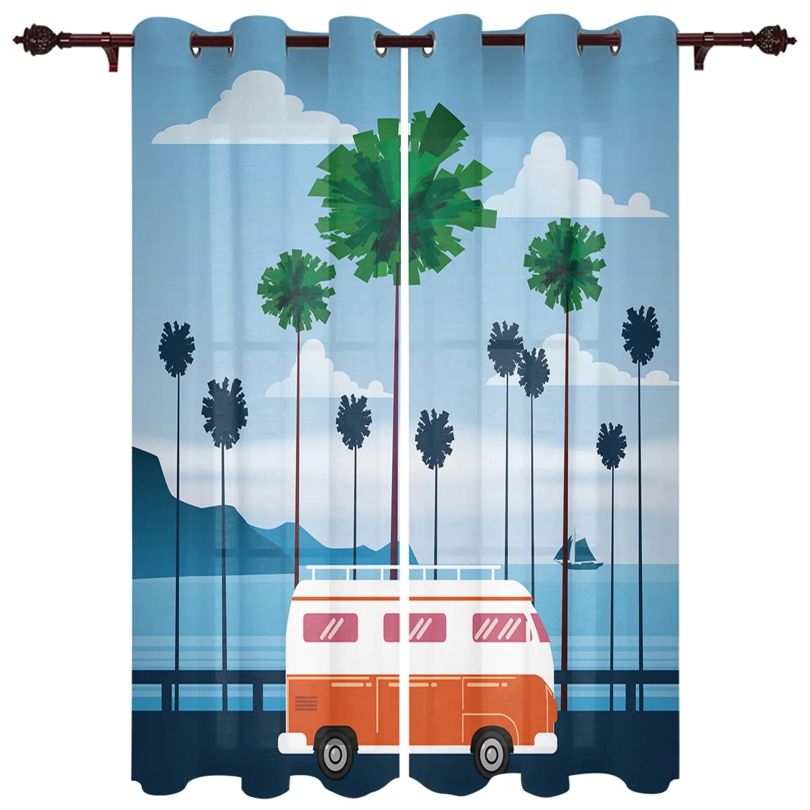 Coconut Tree Bus Luxury Curtains for Living Room Drapes In Bedroom ...