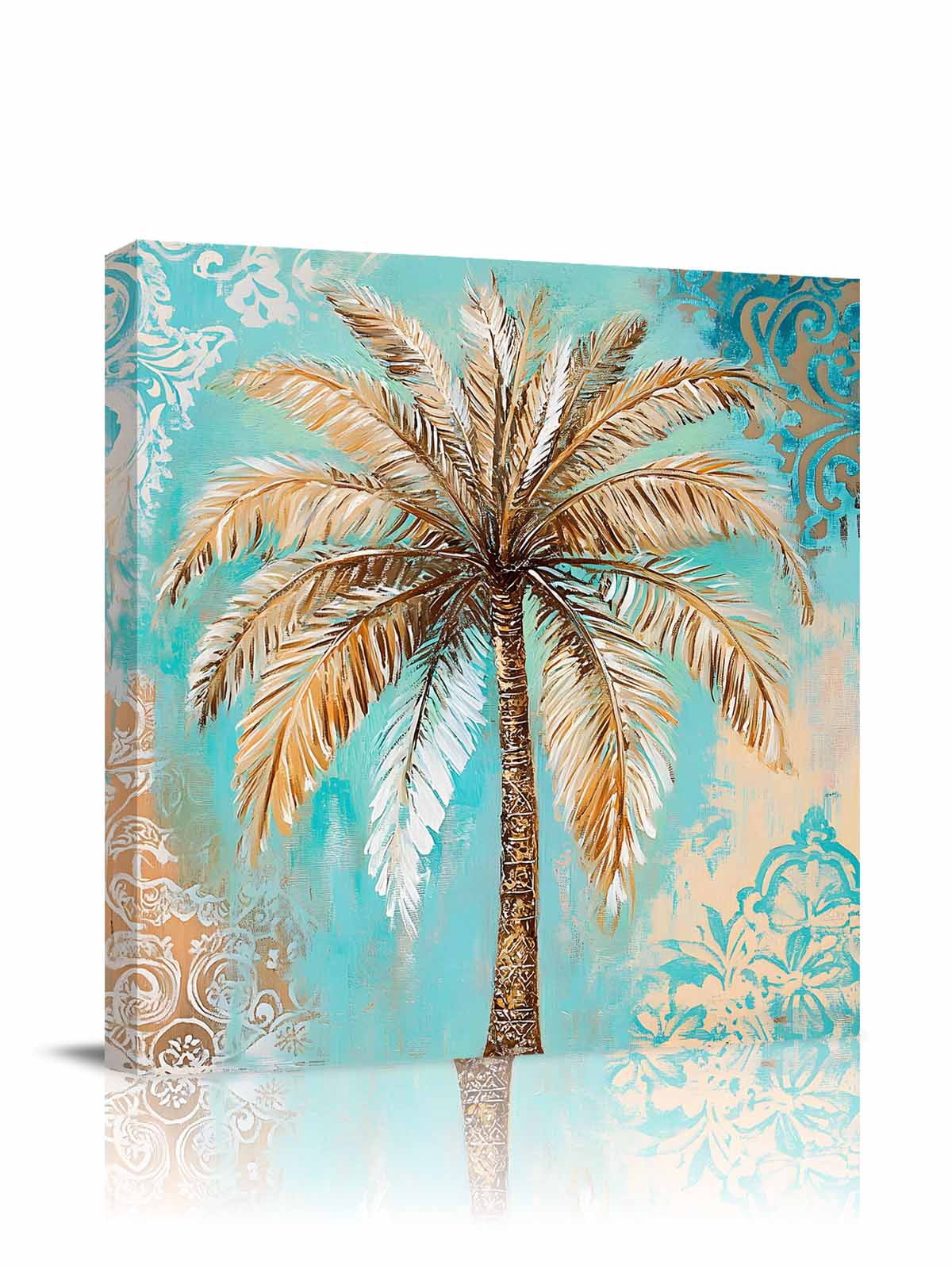 Coconut Tree Canvas Wall Art, Tropical Plant Vintage Framed Wall Decor ...