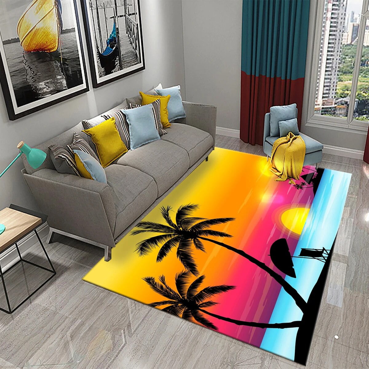 Coconut Tree Carpet Sunset Tropical Scenery Sea Beach Landscape Kitchen ...