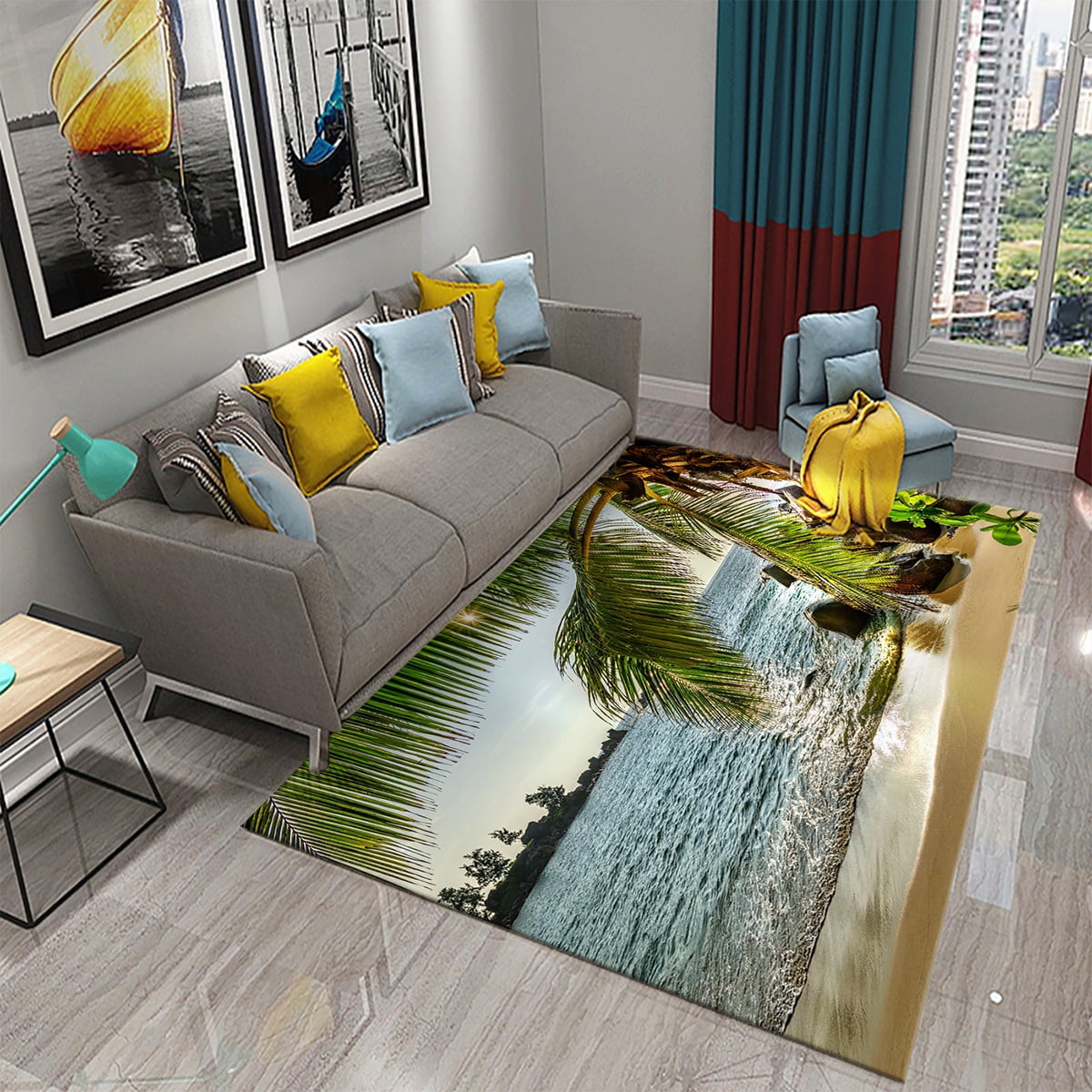 Coconut Tree Carpet Sunset Tropical Scenery Sea Beach Landscape Kitchen ...