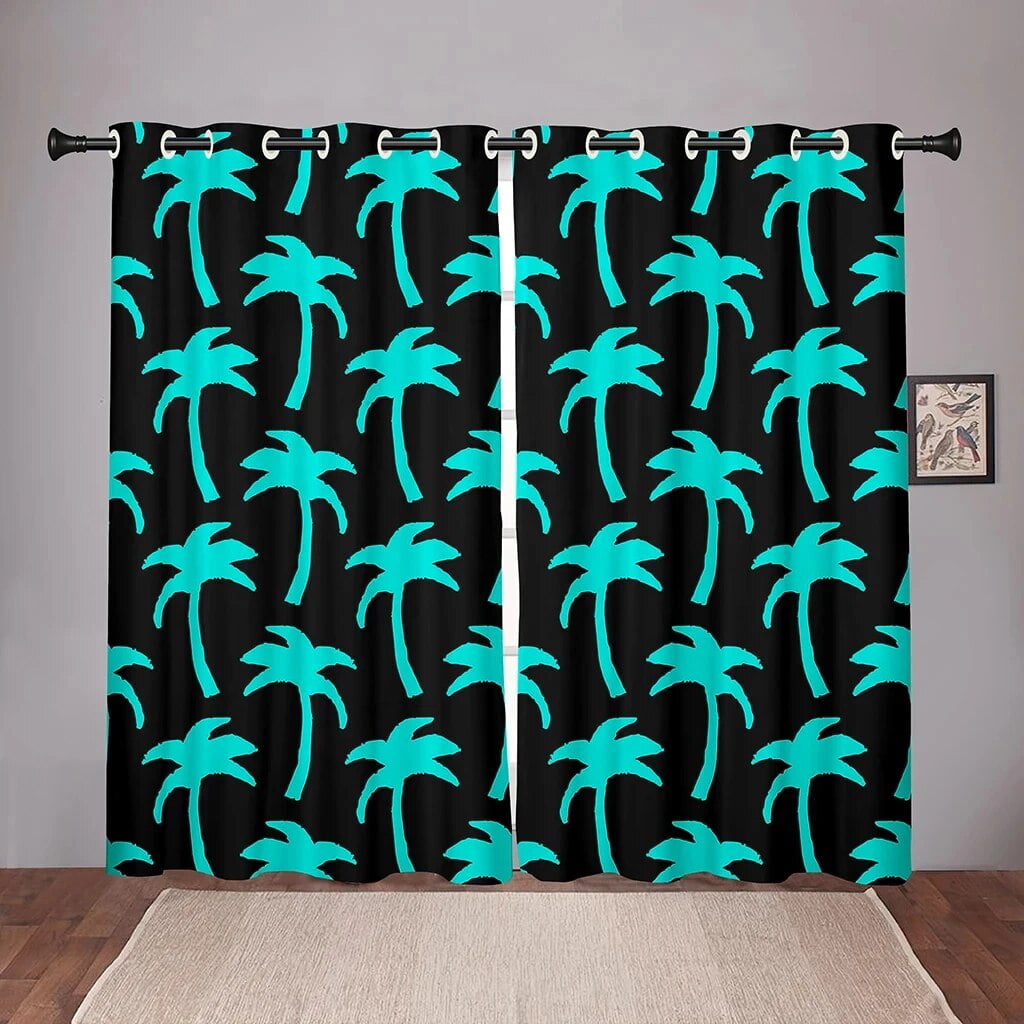 Coconut Tree Carrtoon on Sale Blackout Window Curtain for Bedroom ...