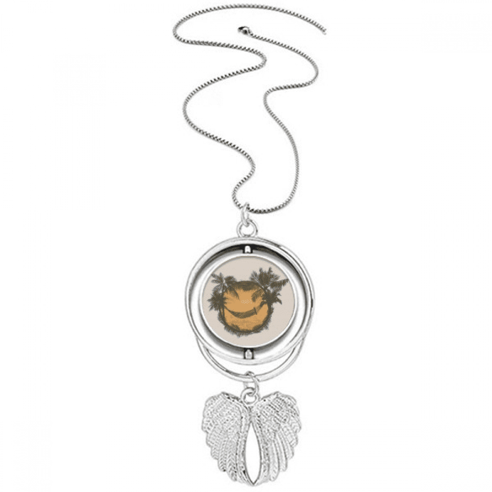 Coconut Tree Cloud Hammock Beach Pendant Angel Wings Rotating Necklace ...