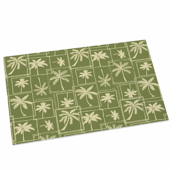 Coconut Tree Door Mat 20x31.5 Inch Tropical Plant Summer Grid Green ...